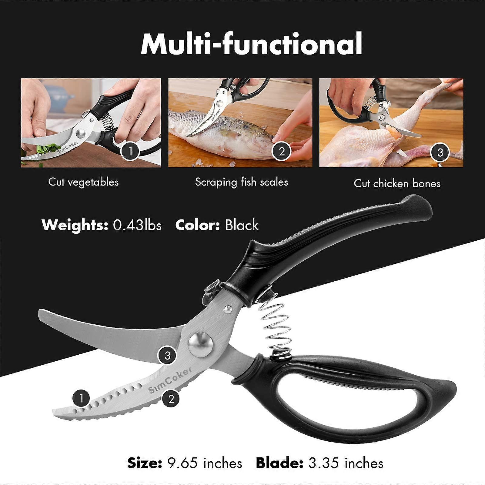Kitchen Scissors Heavy Duty Kitchen with Anti-Slip Handle & Safety Lock ...