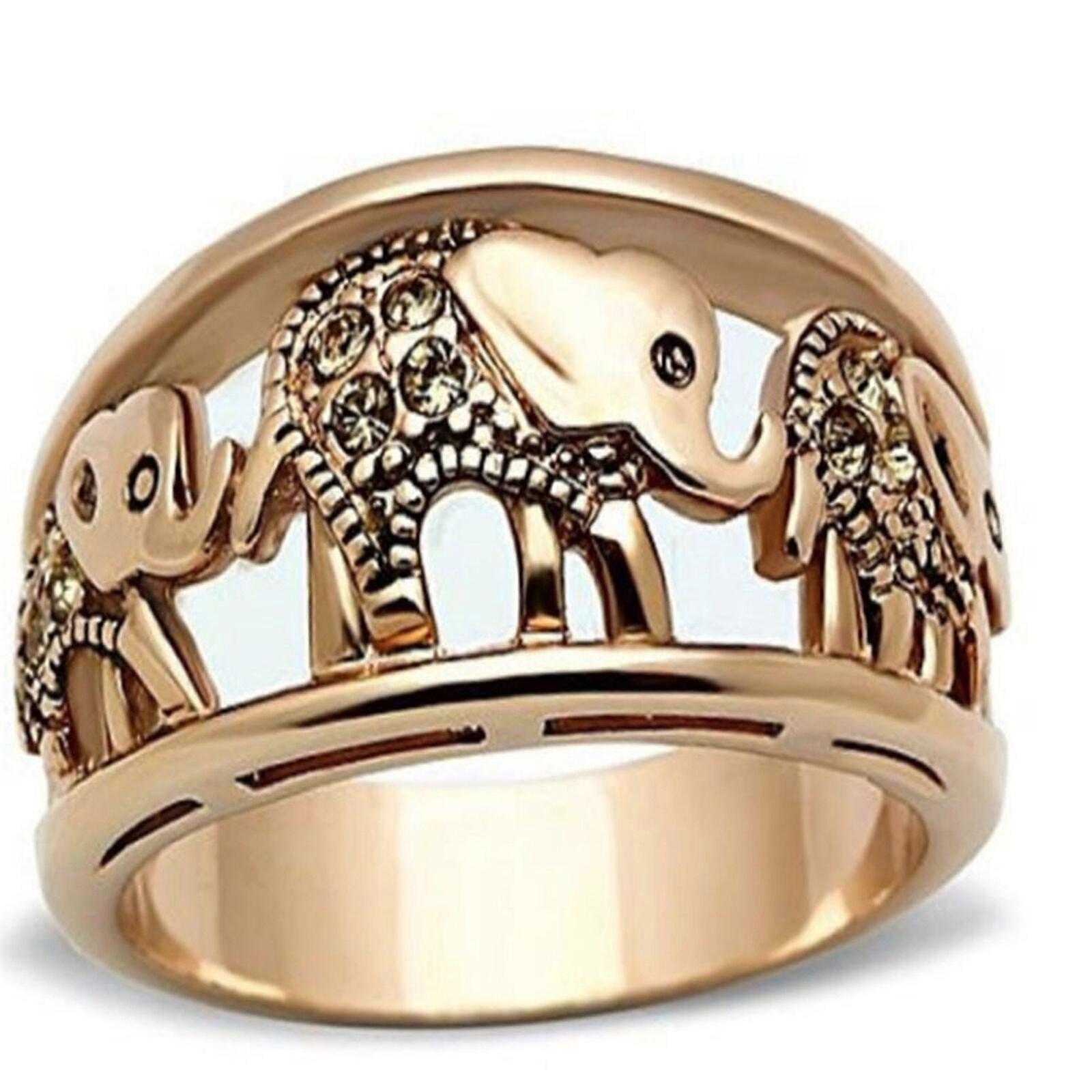100%New,Gold Elephant Ring For Women Elephant Ring Classic Charm Rings ...