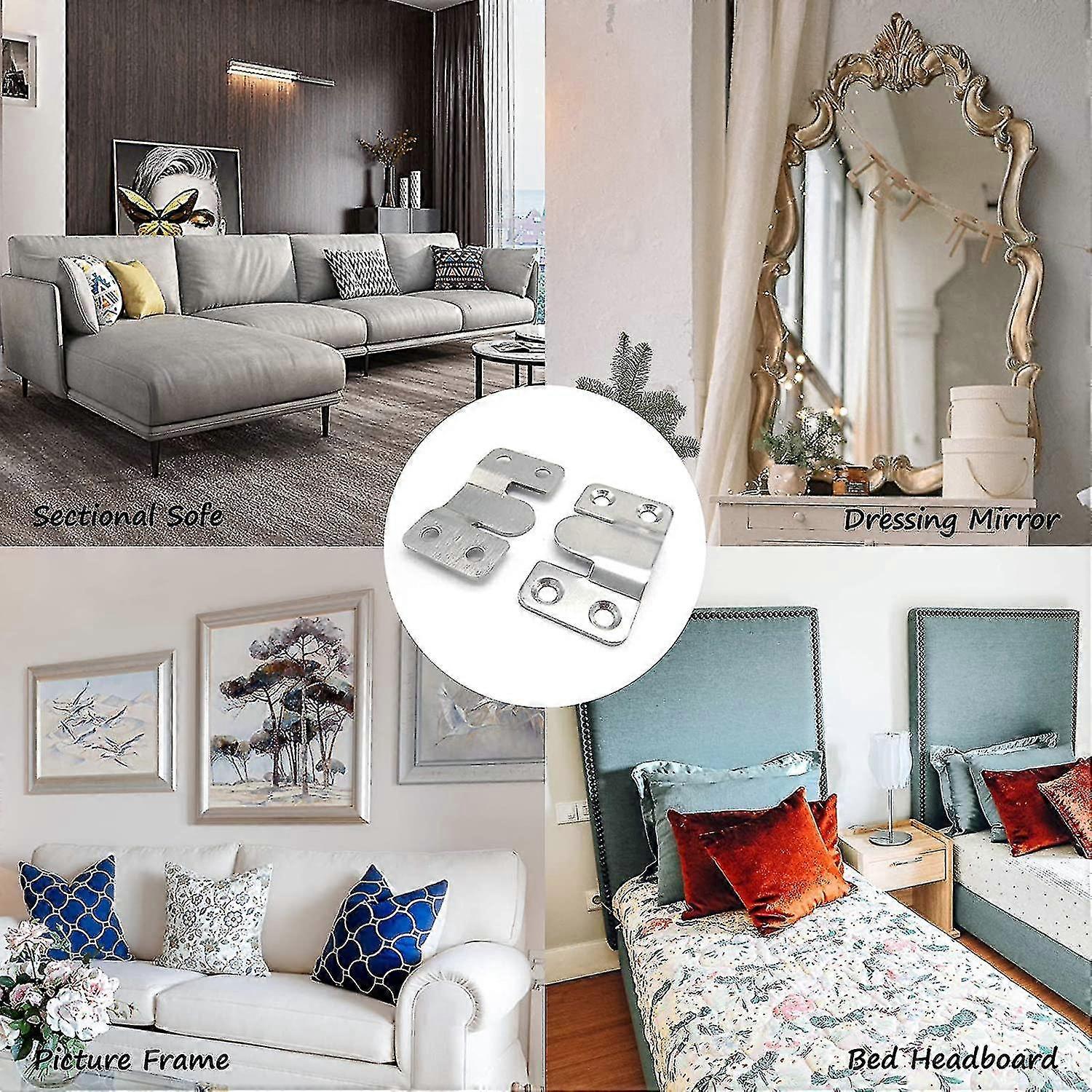 Flush Mount Brackets, Hidden Headboard Wall Mount Brackets, Stainless ...