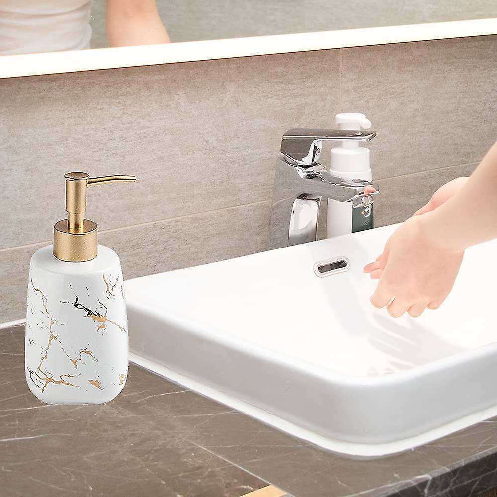 350 Ml Ceramic Marble Texture Soap Dispenser, Shower Gel Dispenser ...
