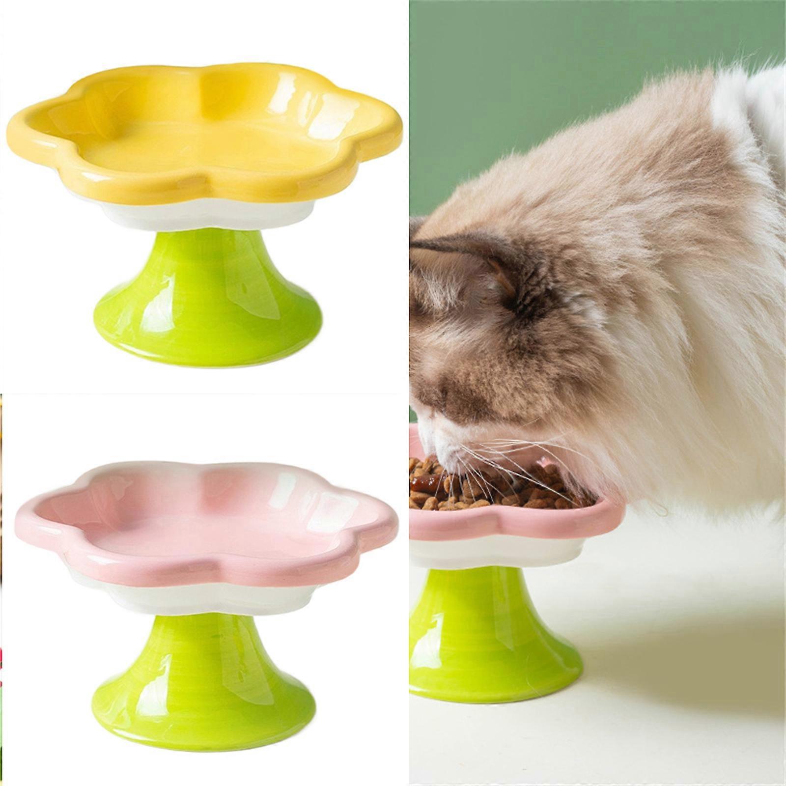 Elevated Ceramic Cats Dish with Antislip Base for Cats Neck Comfort and ...