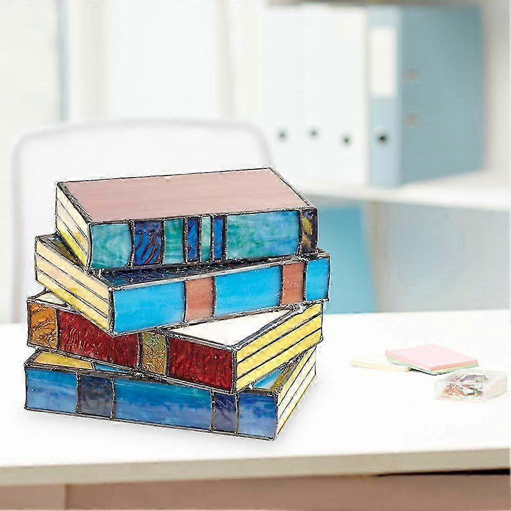 Stained Glass Stacked Books Lamp,Stacked Books Glass Lamp Night Light ...
