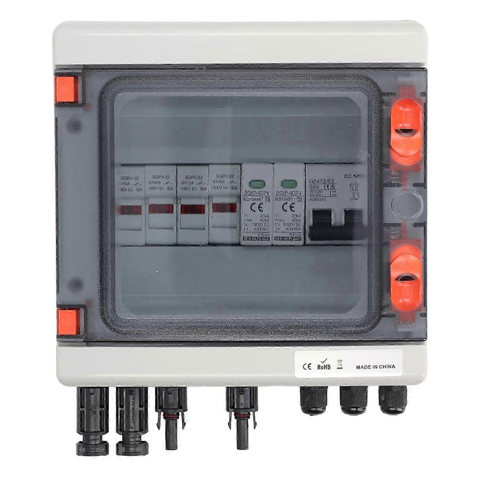 4 String 15A Solar PV Combiner Box with Fuse 2 in 2 Out Lightning ...