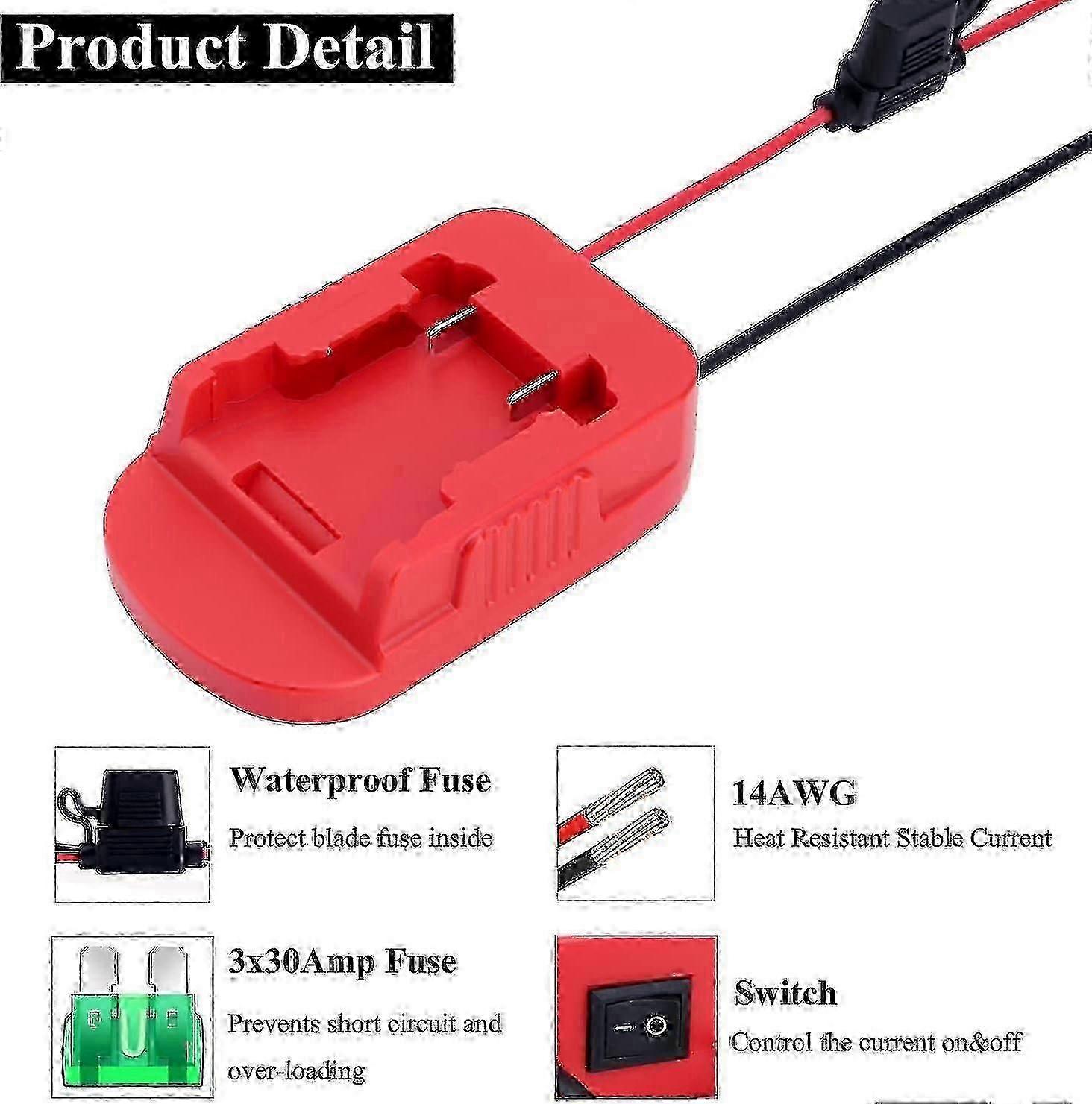 Power Wheel Adapter for Milwaukee M18 Battery 18V Converter with Fuses ...