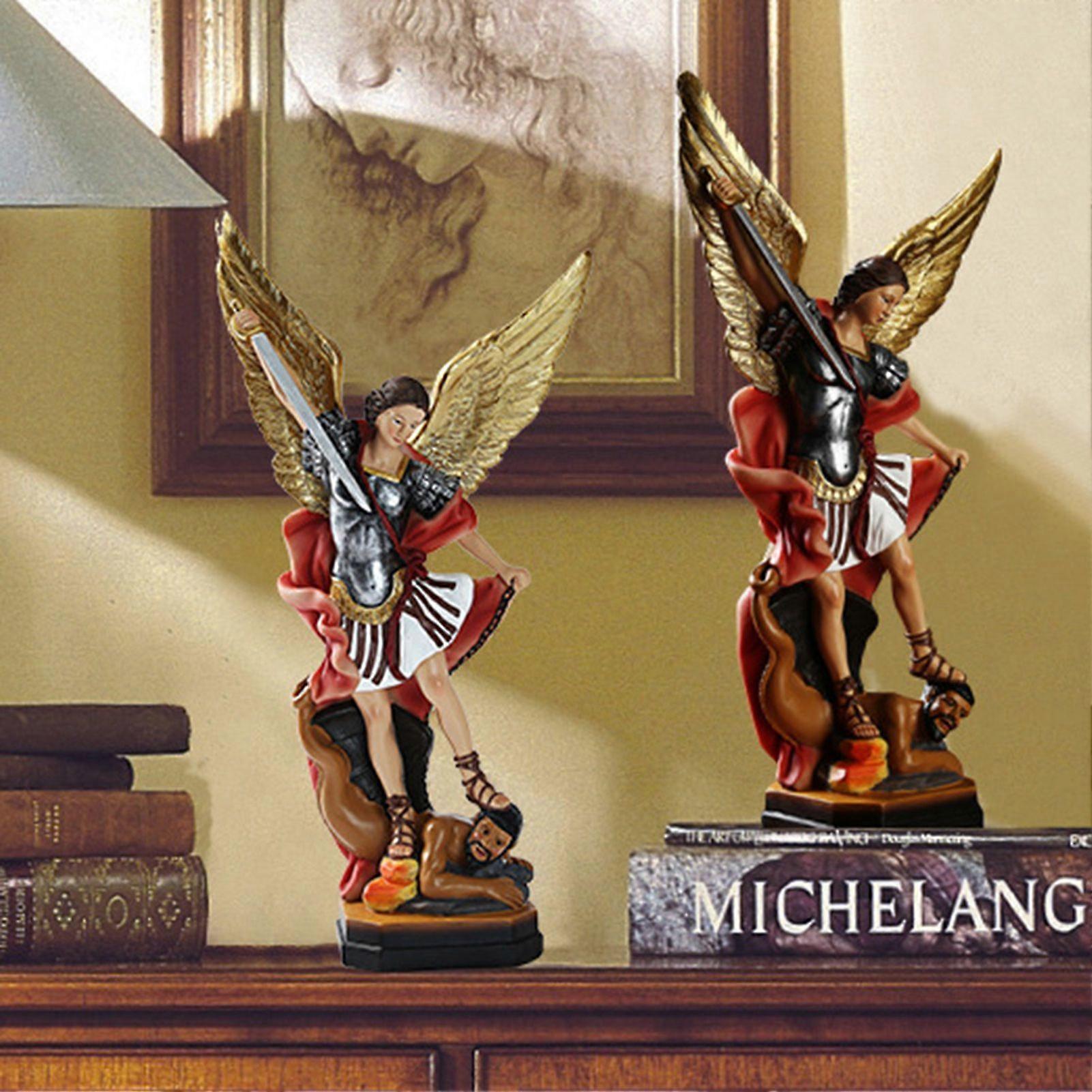 San Miguel Arcangel Statue | Colored Archangel Michael Statue Figurine ...