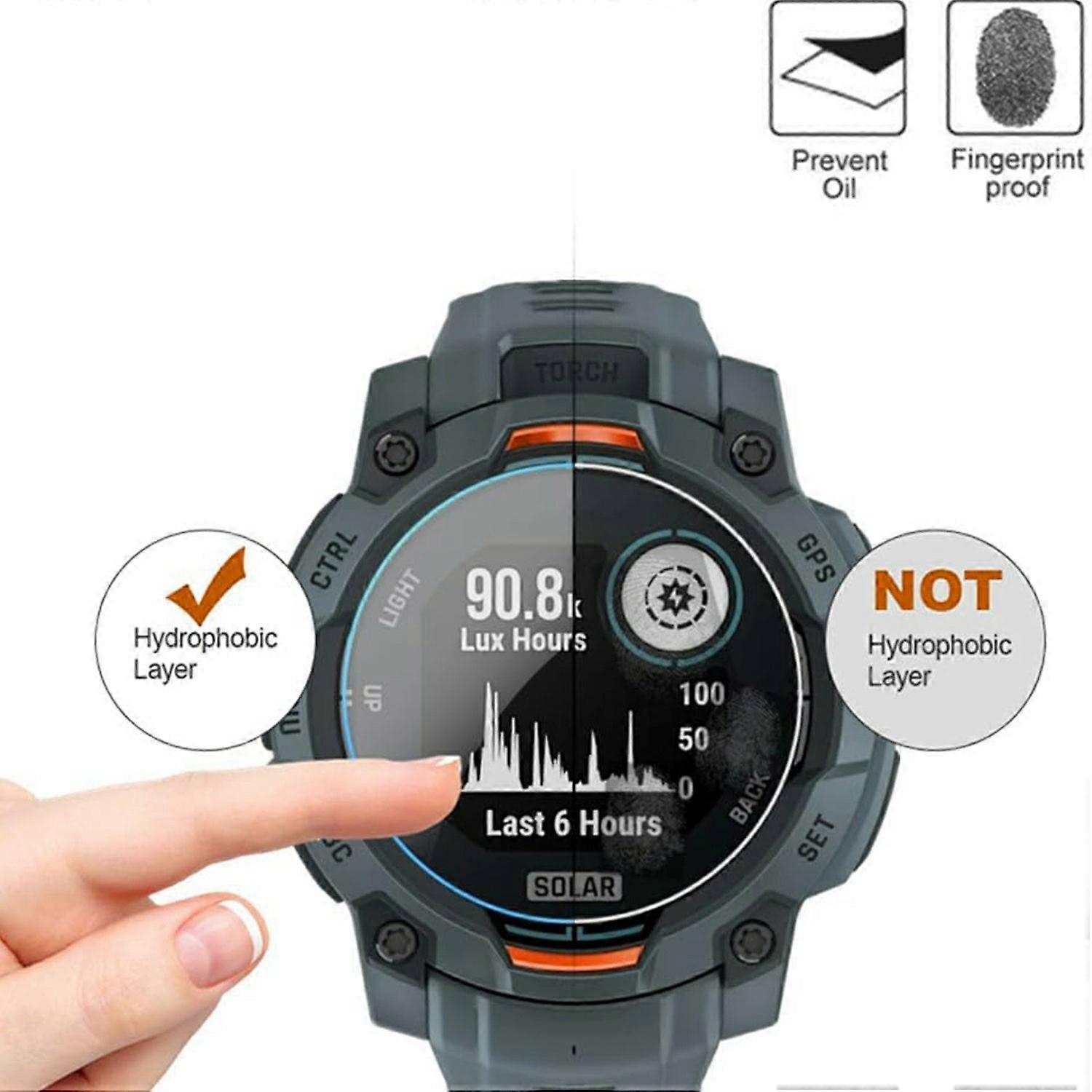 3Pcs For Garmin Instinct 3 Solar 45mm Tempered Glass Screen Protector ...