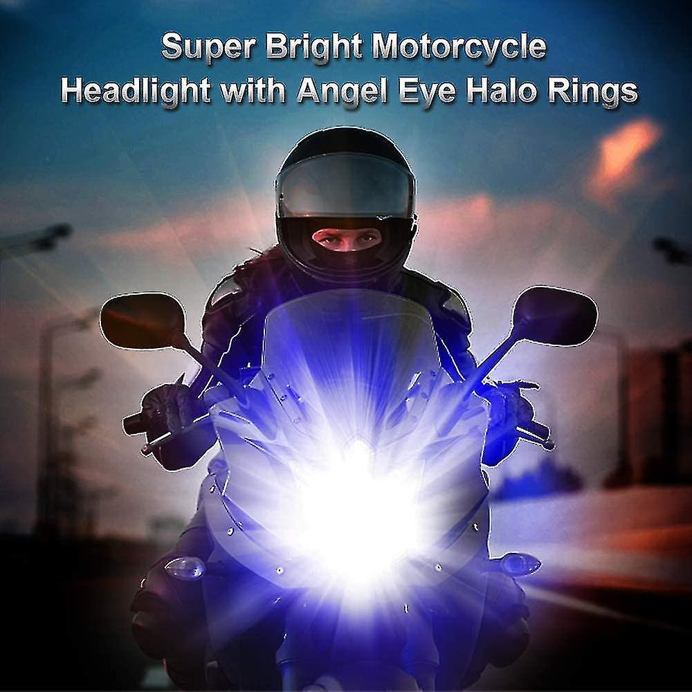 H4 Hs1 Led Motorcycle Headlight Bulb With Blue Angel Eye 9003 Hs1 High ...