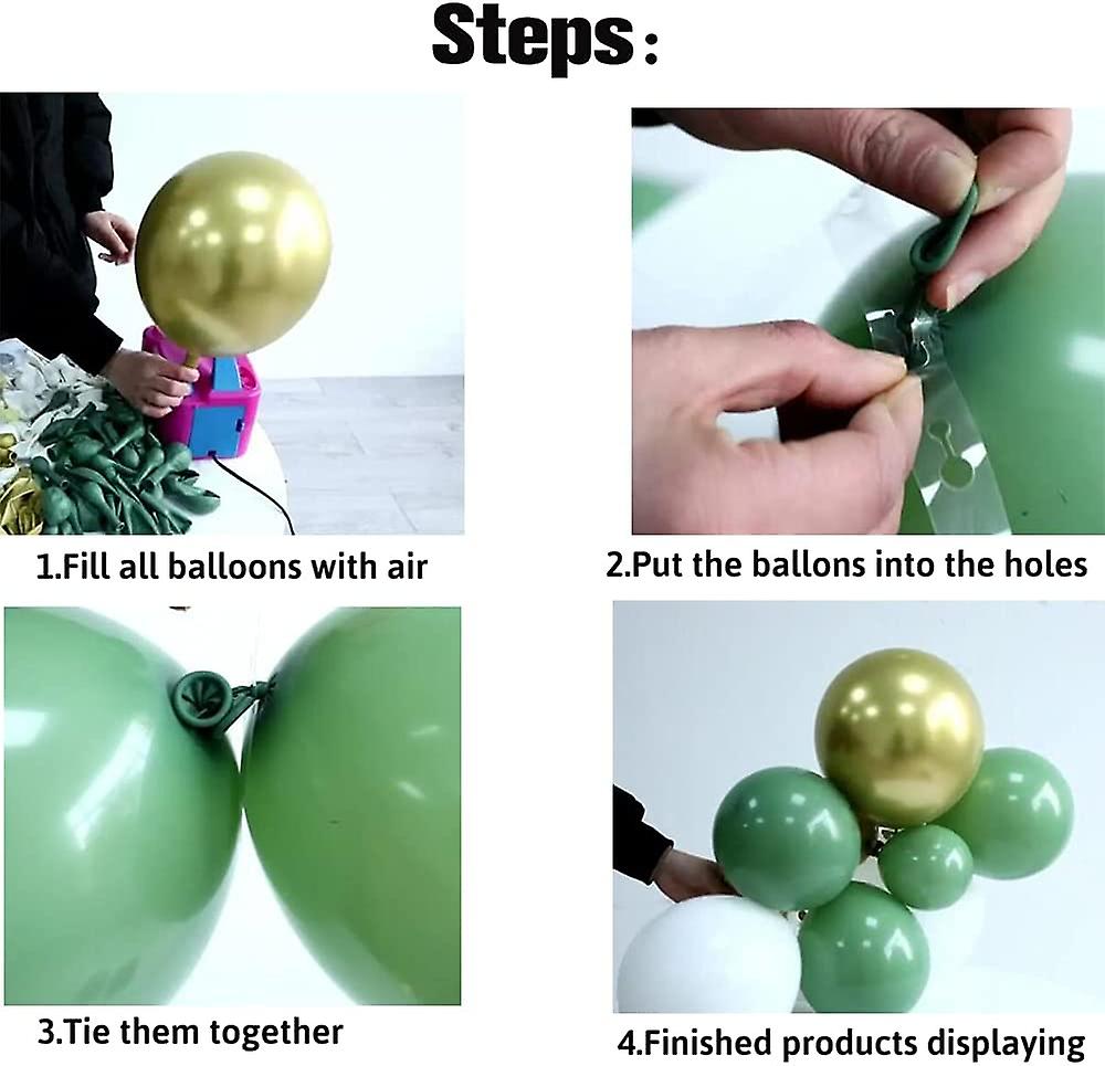 137PCS Sage Green Balloon Garland Arch Kit White Gold Confetti Balloons ...
