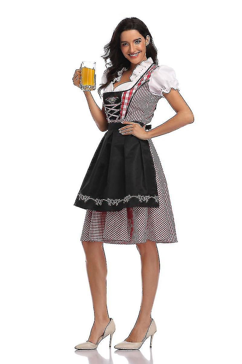 Womens Oktoberfest Beer Maid Costume Bavarian Traditional Dirndl Dress ...