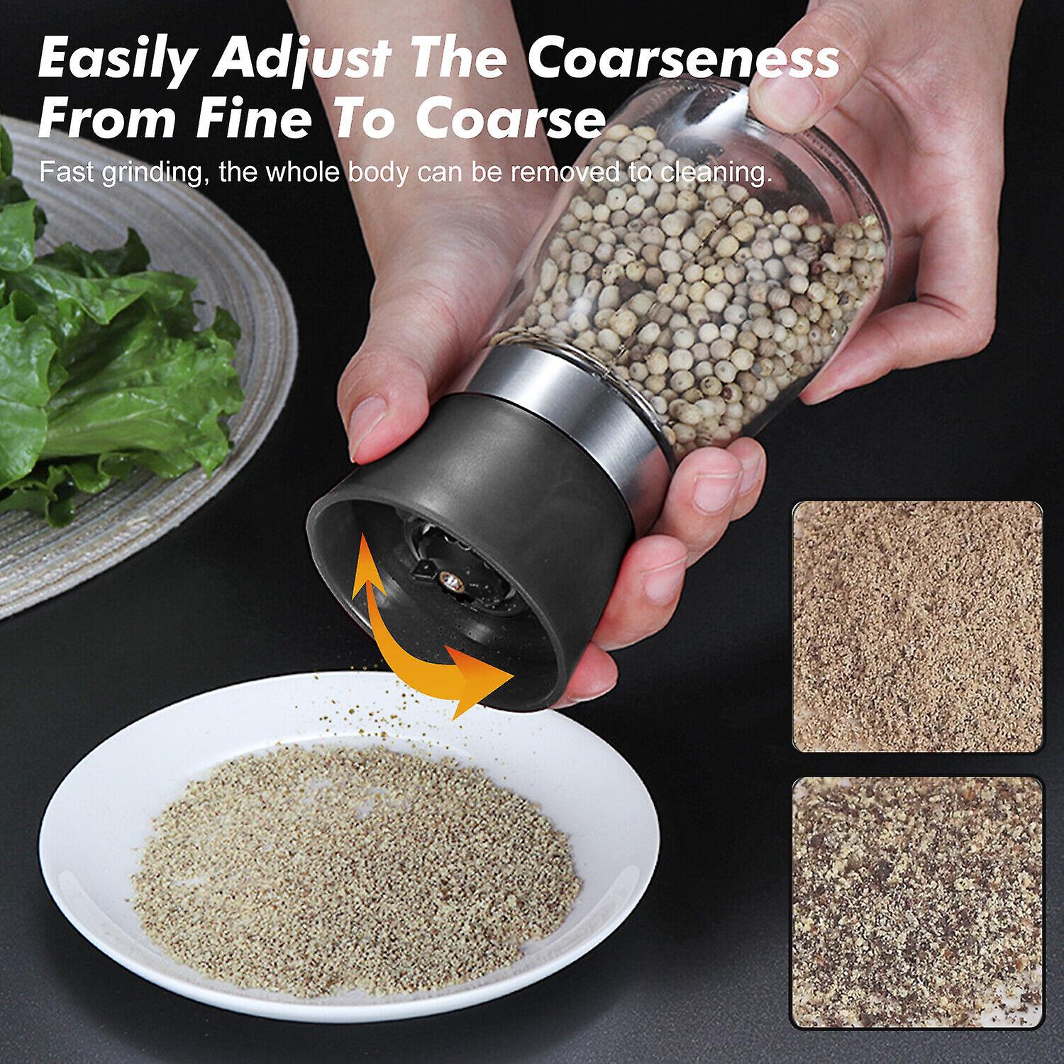 Stainless Steel Salt and Pepper Grinder Shaker Mill Glass Bottle ...