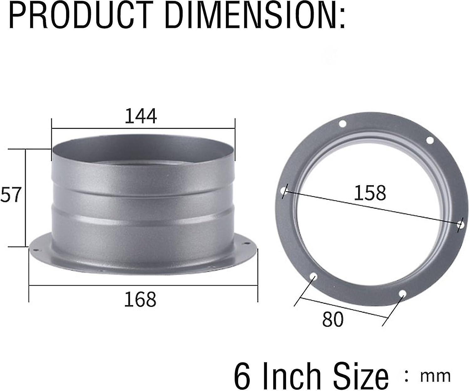 Flange Connector, 6Inch Duct Connector Flange Inlet Fitting Metal ...