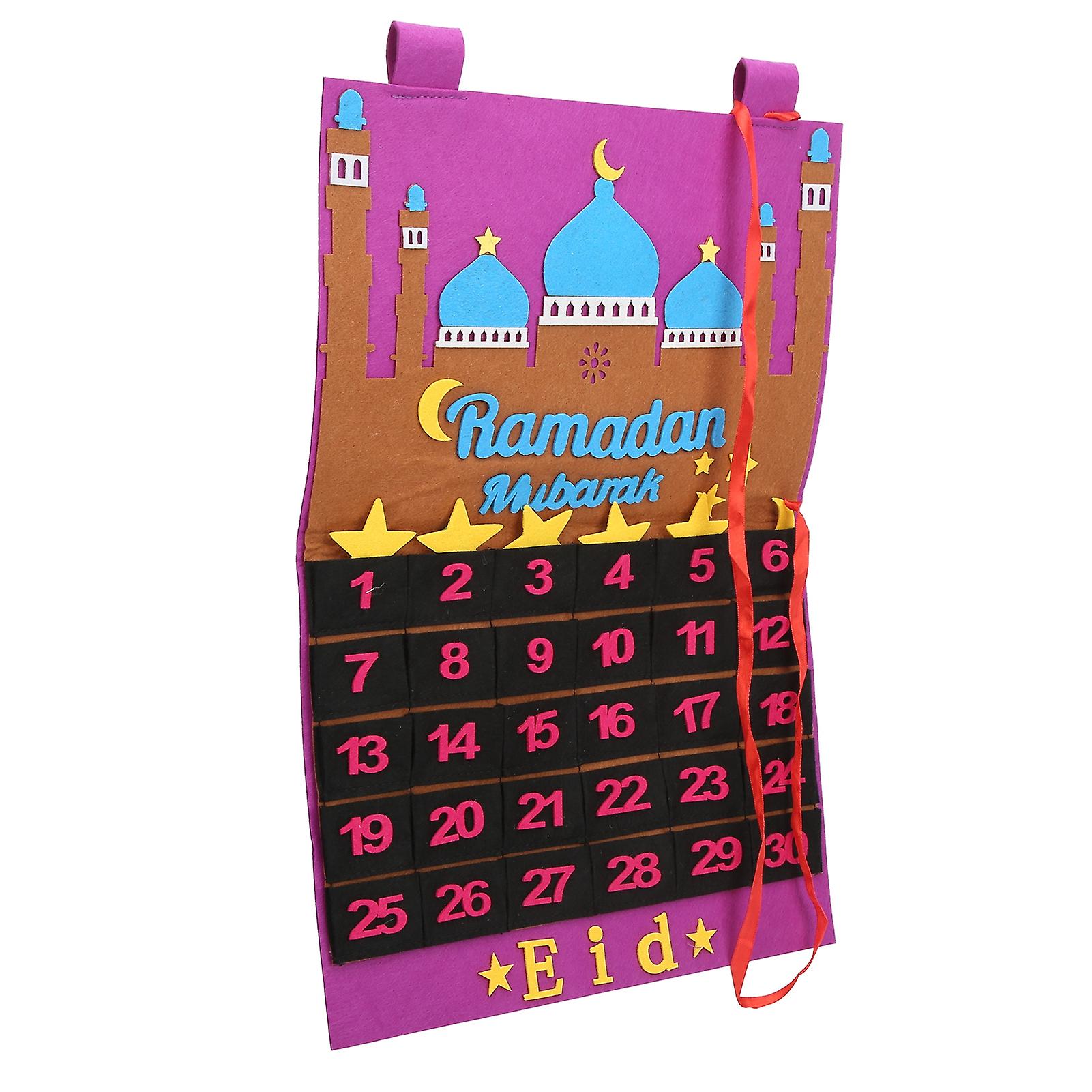 Ramadan Calendar Mobile Star Moon Stickers Reusable Decorative Felt ...