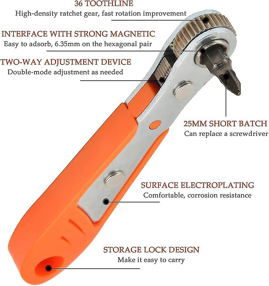 Ratchet Wrench Magnetic Phillips Screwdriver 6.35mm 1/4 Inch Mini ...