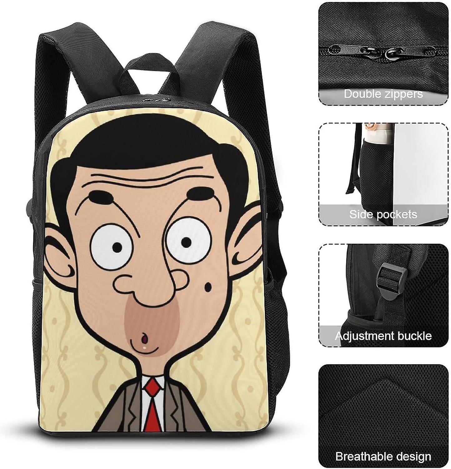 GENBAK Mr Bean Bookbags 3D Printed Anime Characters School Backpacks ...