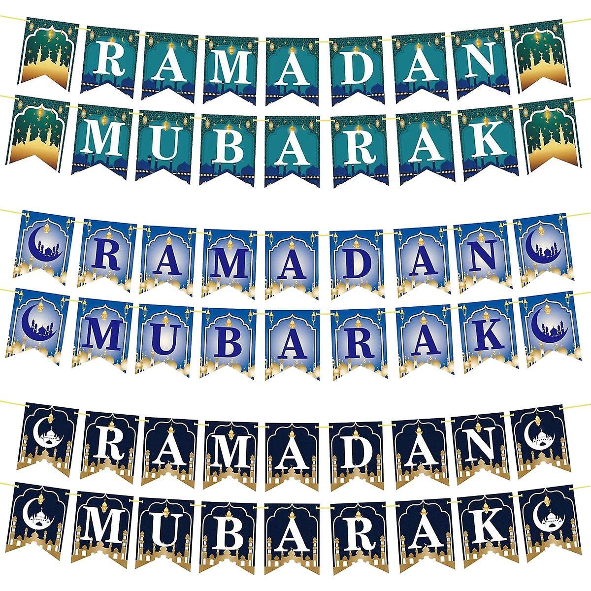 Eid Mubarak Flag Banner Ramadan Decoration For Home Islamic Muslim ...