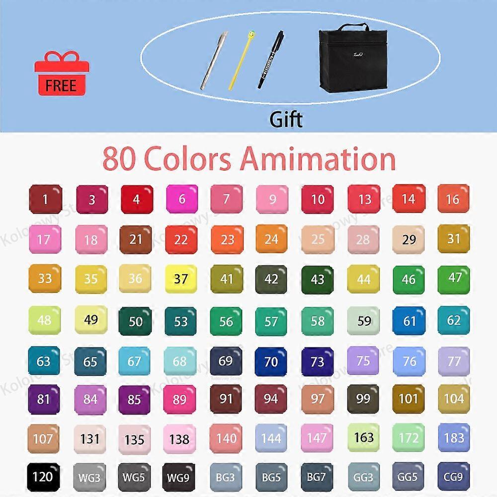 30/40/60/80 Markers Set Manga Drawing Markers Pen Alcohol Based Felt ...
