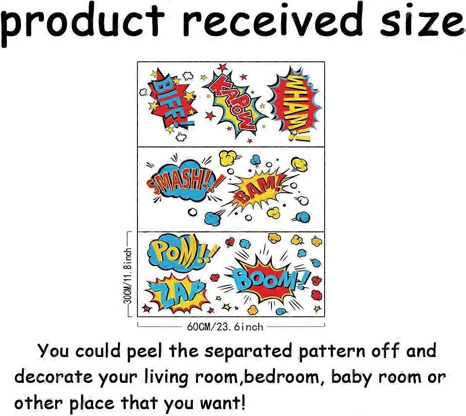 Superhero Comic Book Word Wall Stickers Biff Kapow Boom Smash Wham Text ...