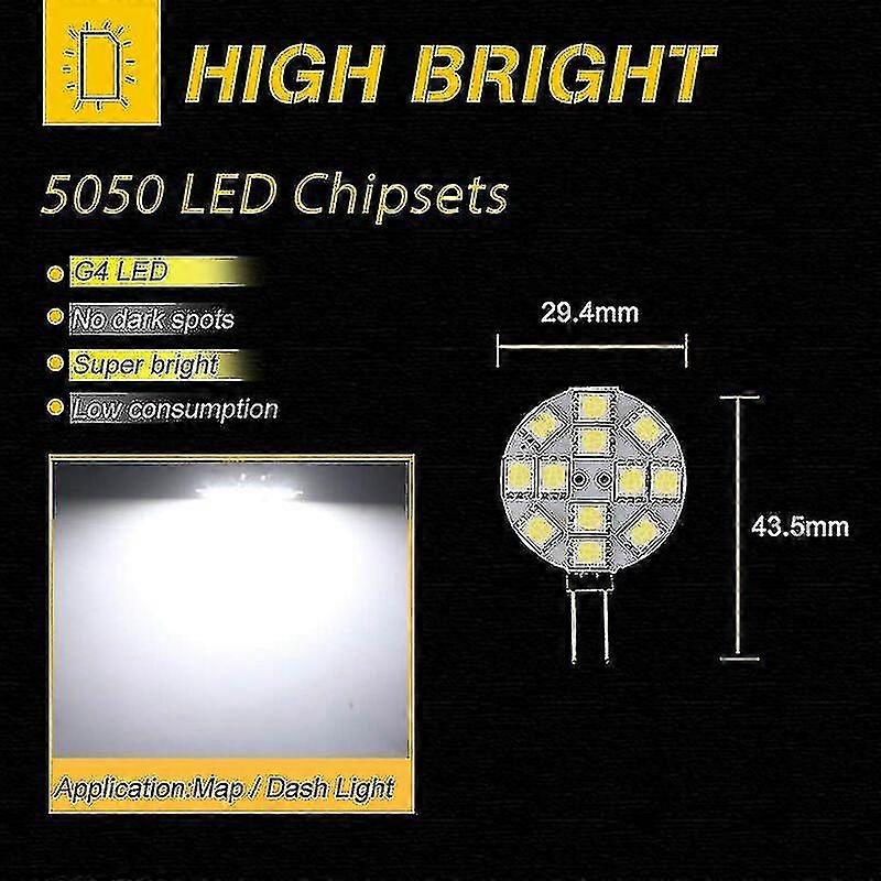 10x G4 Led Bulb Ac/dc 12v Non Dimmable White 6000-6500k Light Bulb ...