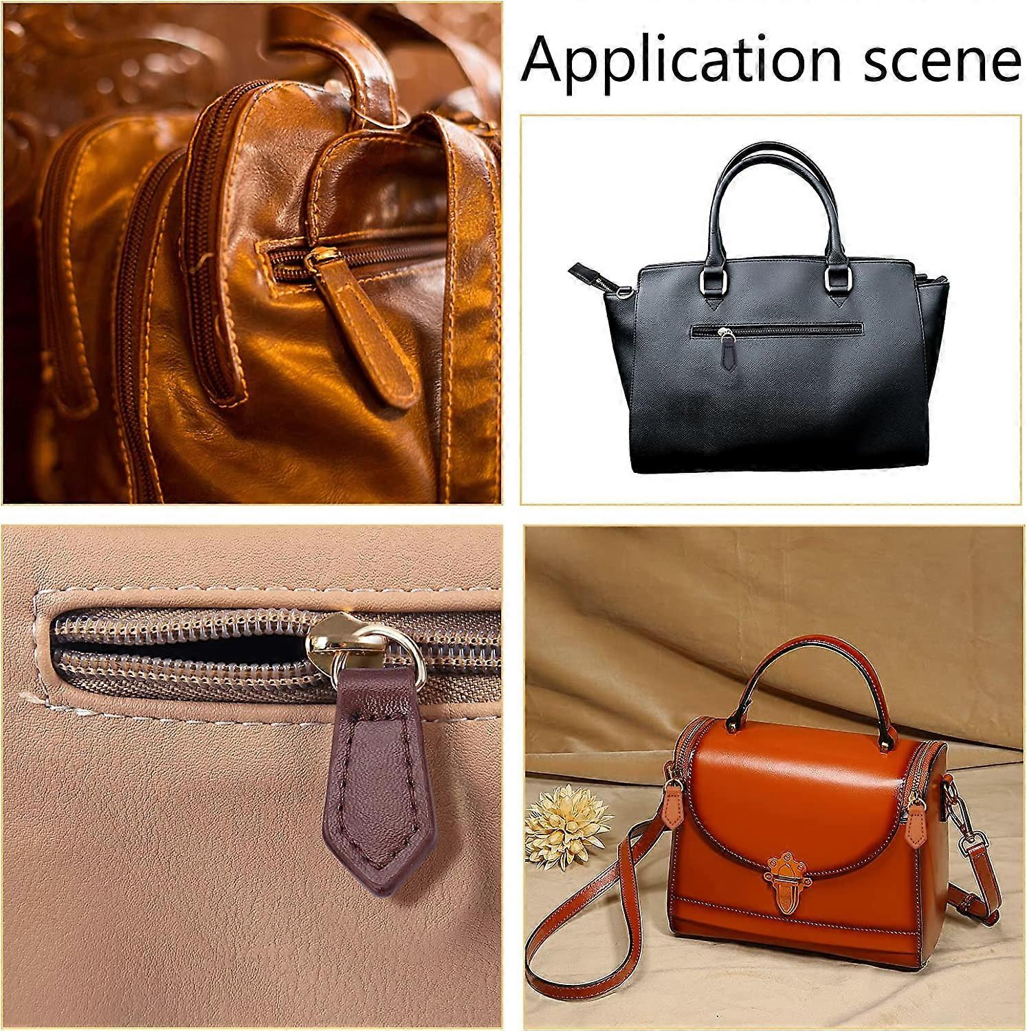 8 Pack Genuine Leather Zipper Pulls 4Colors Zipper Tags Fixer Leaf Shape Pull Strap Cord Zipper ...