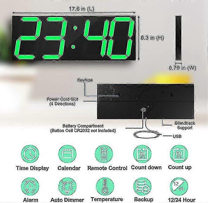 Digital LED Wall Clock, Oversize Wall Clock with Numbers, Remote ...