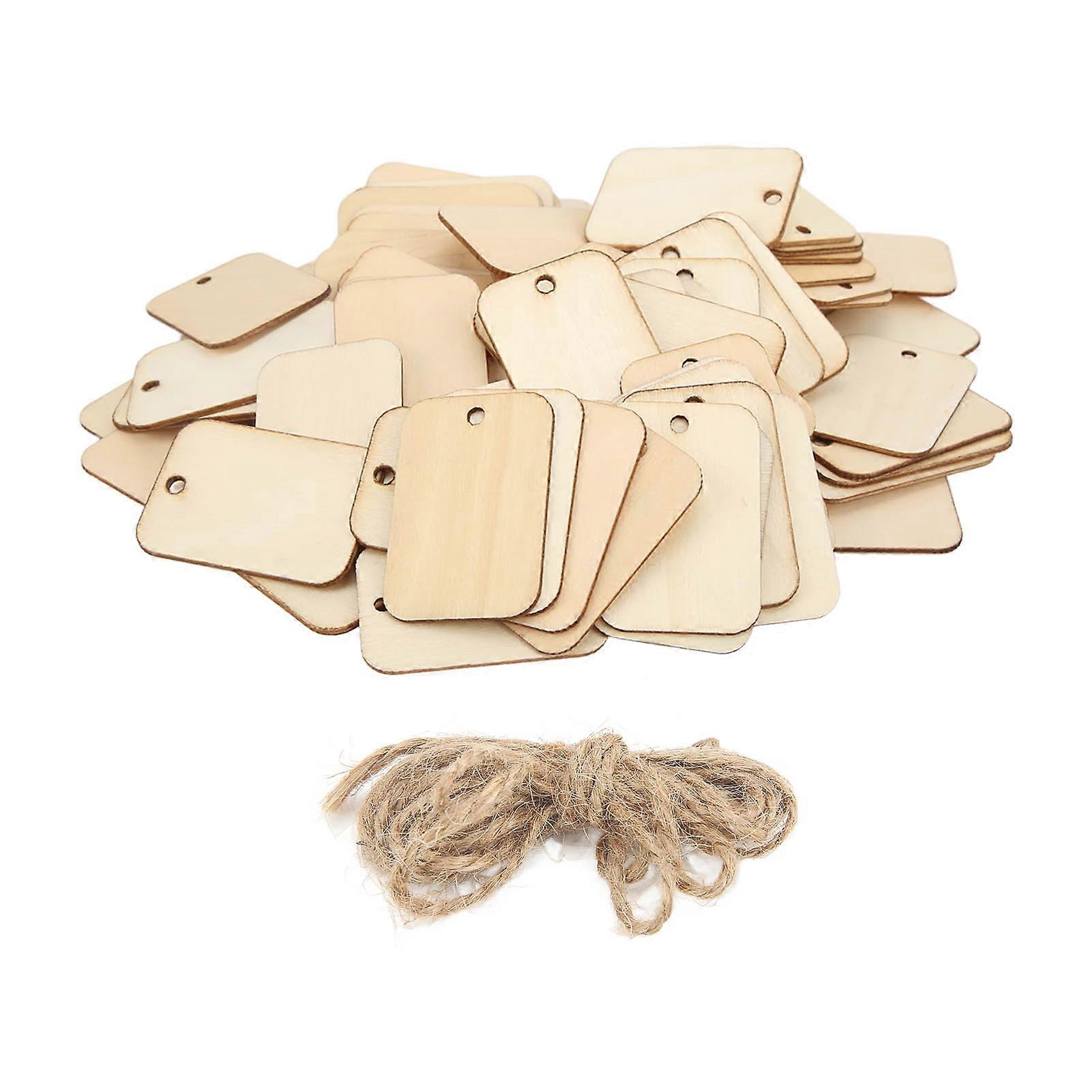 100Pcs Unfinished Wood Pieces Rectangle Durable Sturdy Smooth Non Toxic ...
