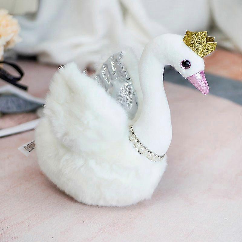 GaiBoSi28cm white and black swan plush toy stuffed soft animal crown ...