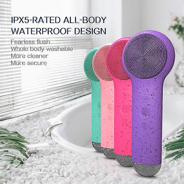 Silicone Facial Cleansing Brush, Waterproof Sonic Vibration Facial ...