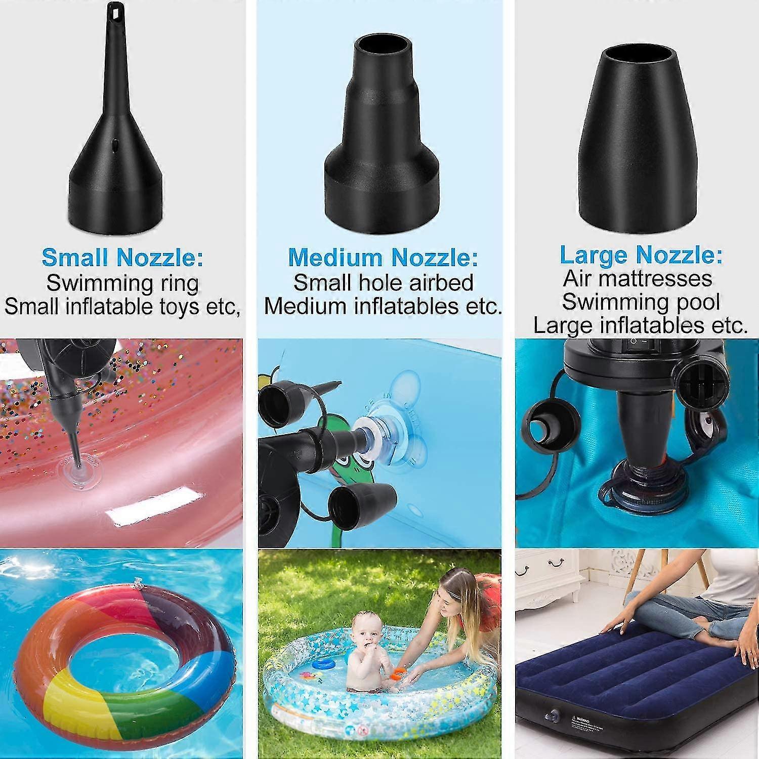 Electric Air Pump For Inflatables, Air Pump Air Mattress Pump With 3 ...