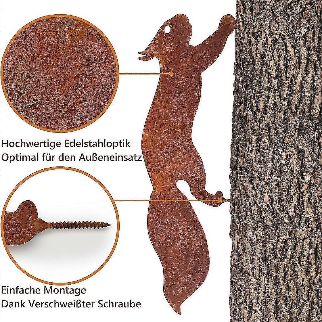 Rusty Squirrel To Screw In Wood, Garden Stake Rust Rusty Garden ...