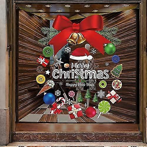 Christmas Wreath Windows Stickers 2pcs Merry Christmas Wreath Garland ...