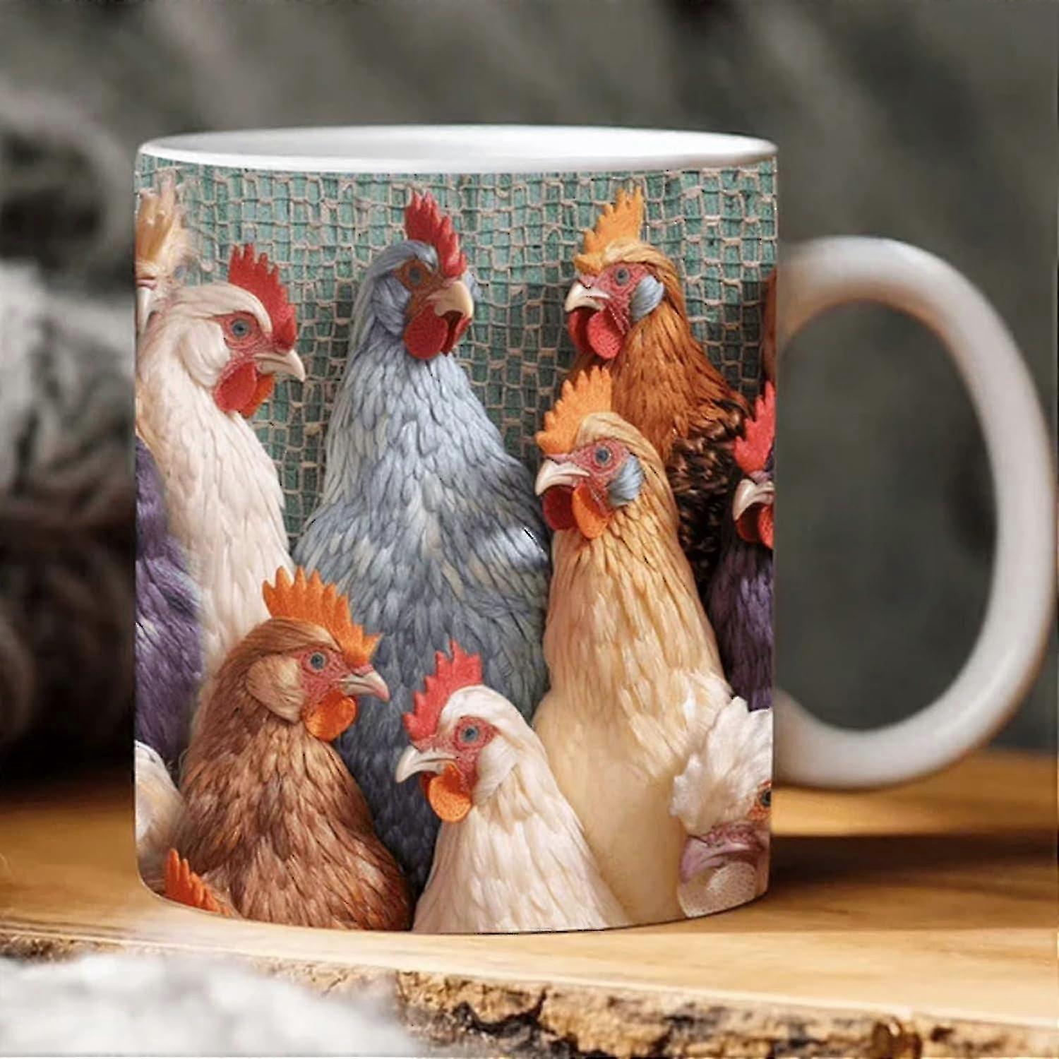 Chicken Mug, 3d Effect Chicken Mug, Funny Chicken Coffee Cup, Rooster ...