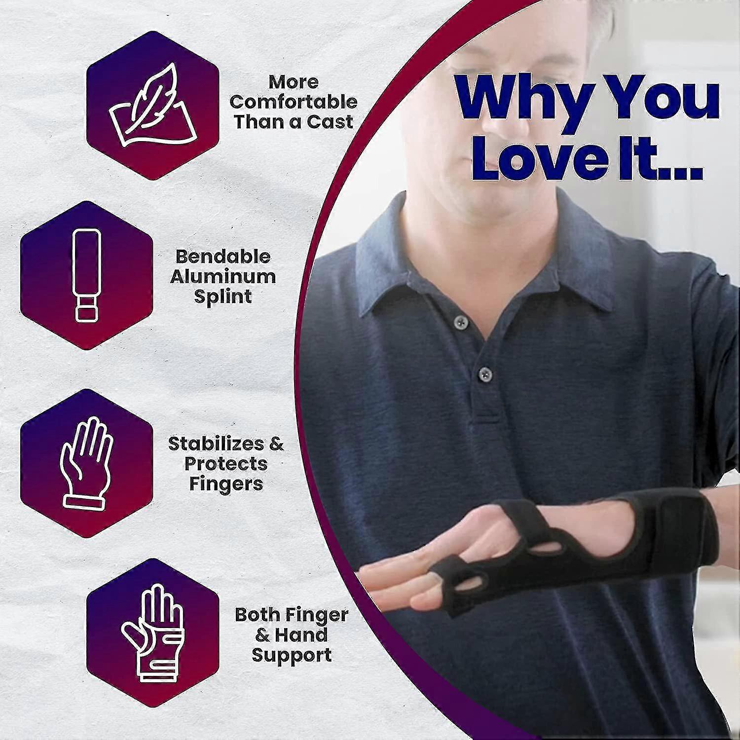 Metacarpal Finger Splint Hand Brace, Ulnar Gutter Splint Support ...