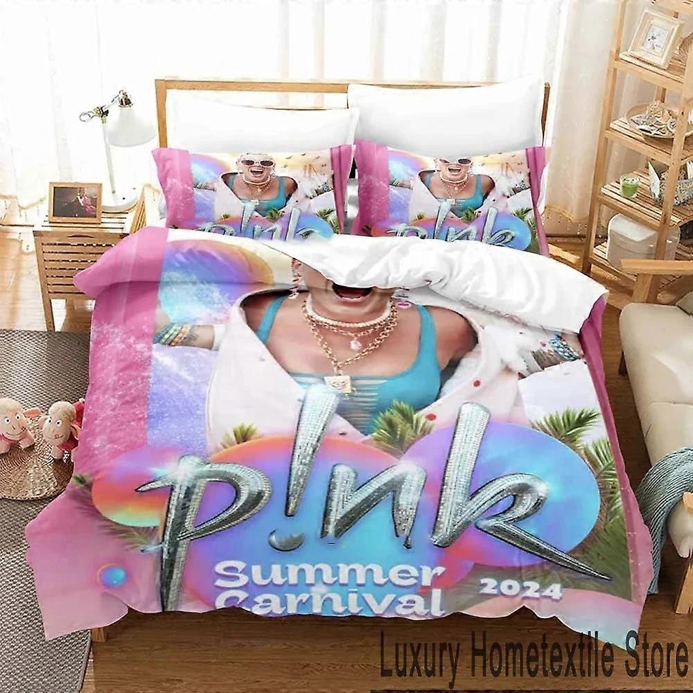 o681 Bed Sheets Personality Hip Hop Pink Singer Tour Bedding Set Duvet ...