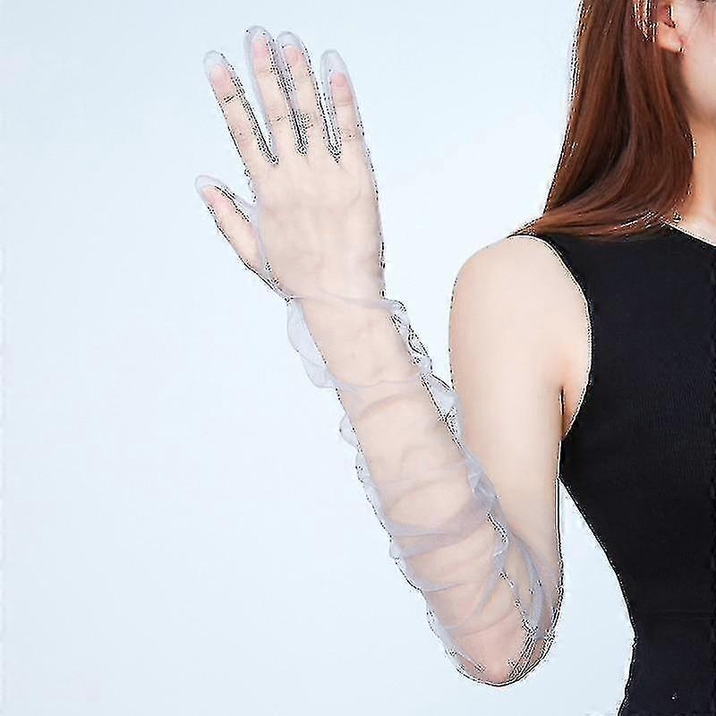 Long Sheer Tulle Gloves, Ultra In Mitten Bridal Elbow Glove | Fruugo UK