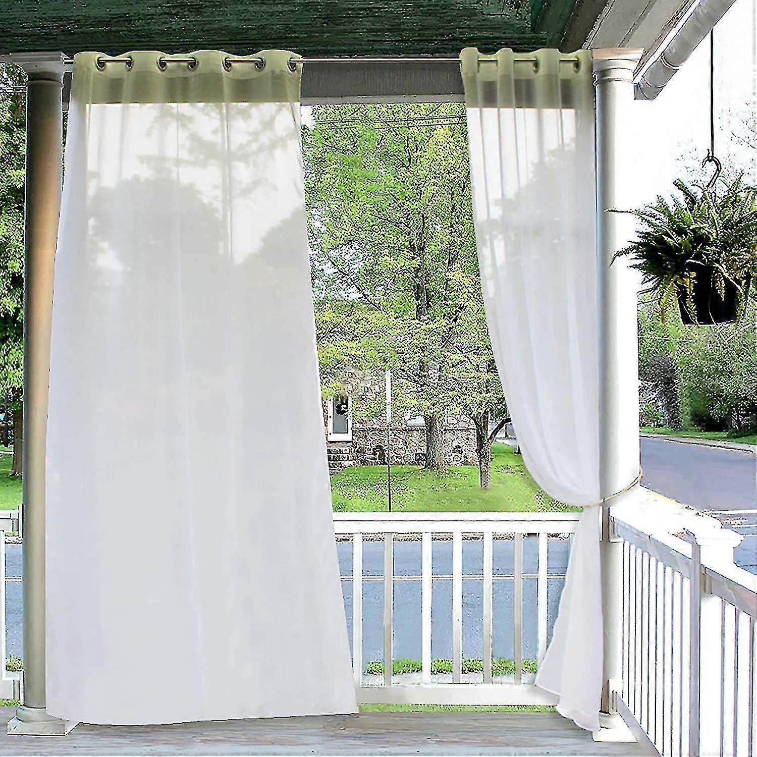 Terrace Outdoor Curtains 2 Panels Looks Translucent Curtains Waterproof ...
