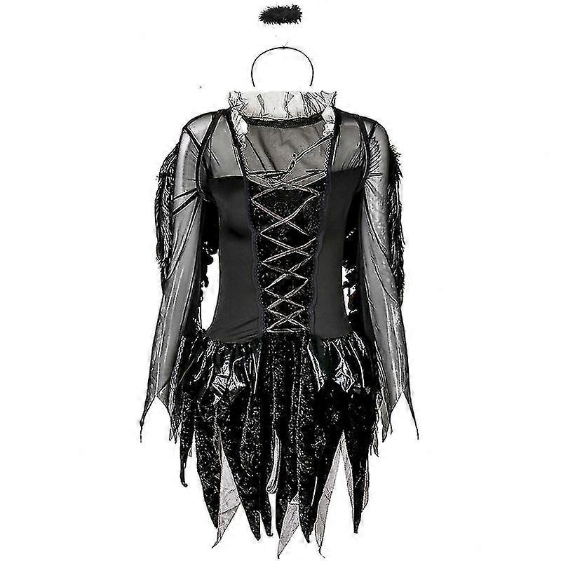 Sexy Dark Fallen Angel Costume Women Vampire Ghost Bride Devil ...