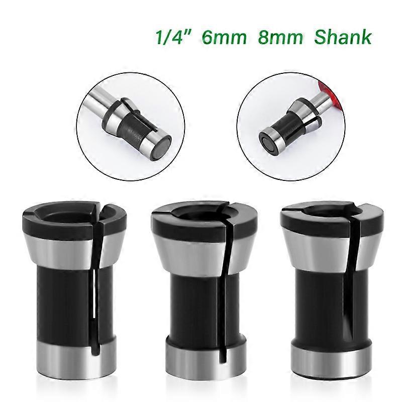 3 Pieces Collet Adapter, Steel Router Collet 6mm 6.35mm 8mm Chuck ...