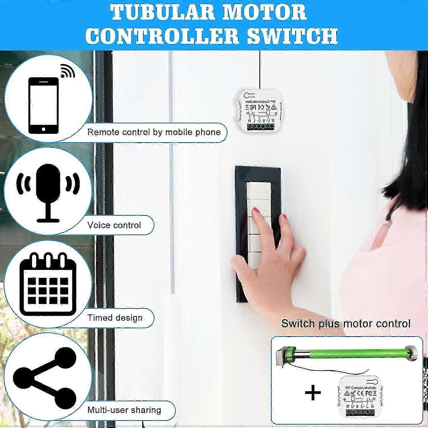 Wireless roller shutter control kit with RF remote control + receiver ...