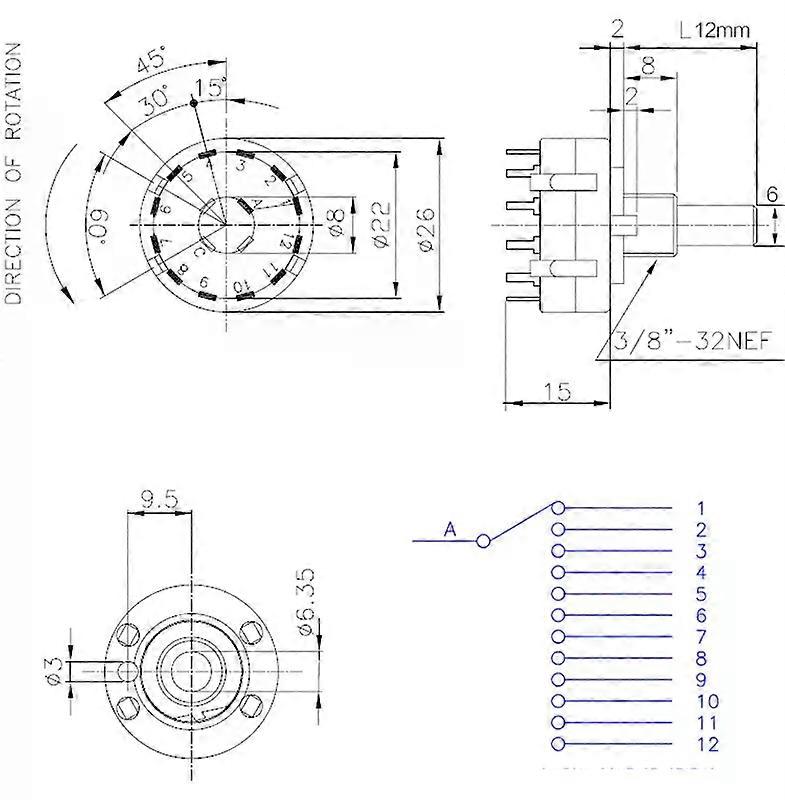 RS26 1 Pole Position 12 Selectable Band Rotary Channel Selector Switch ...