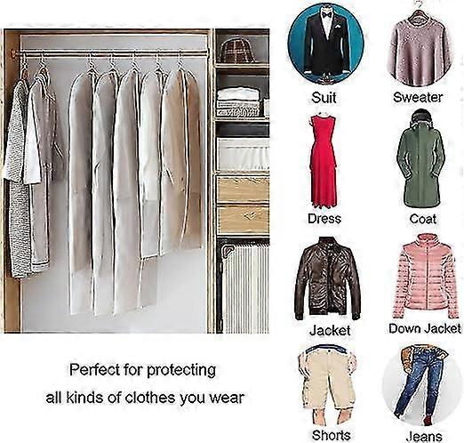 6 Pack Moth Proof Clothes Covers with Zipper for Wardrobe Storage - 60 ...