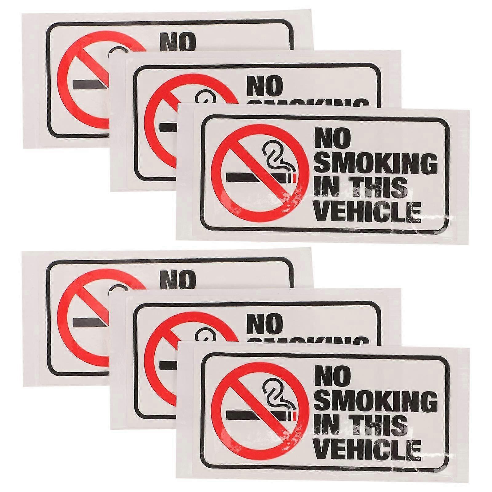 6 pcs No Smoking in This Vehicle Sign Sticker Self Adhesive Sticker ...
