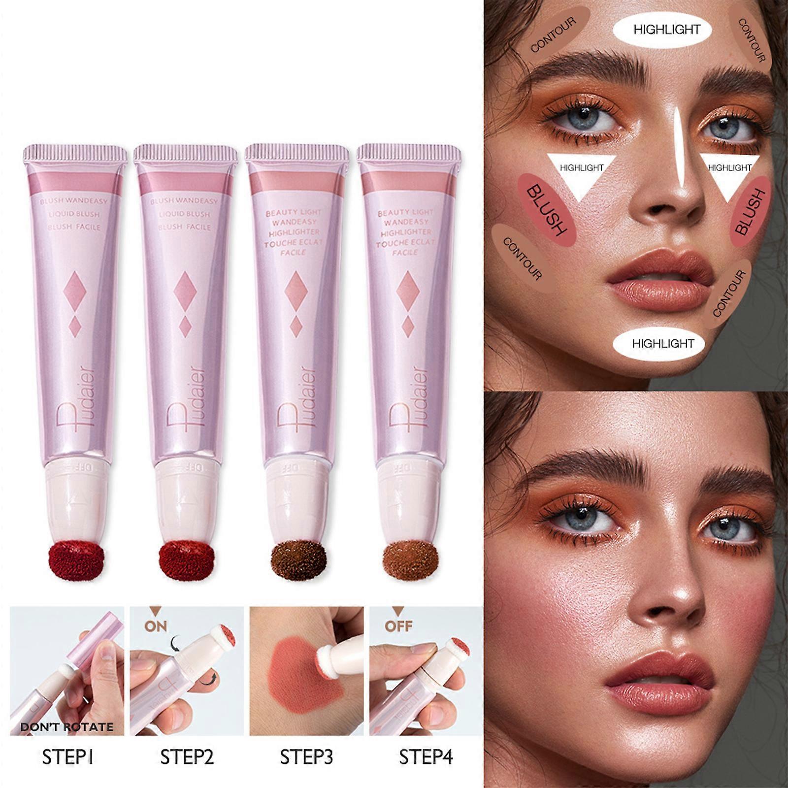Pudaier Liquid Blush Wand with Cushion Applicator Liquid Highlighter ...