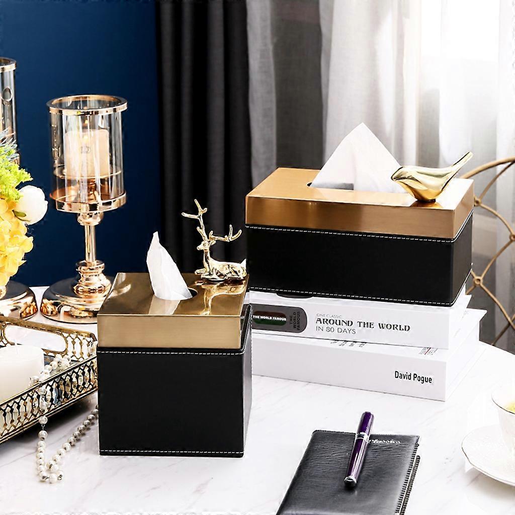 PU Leather Tissue Box Metal Draw Paper for Case Modern for Facial ...