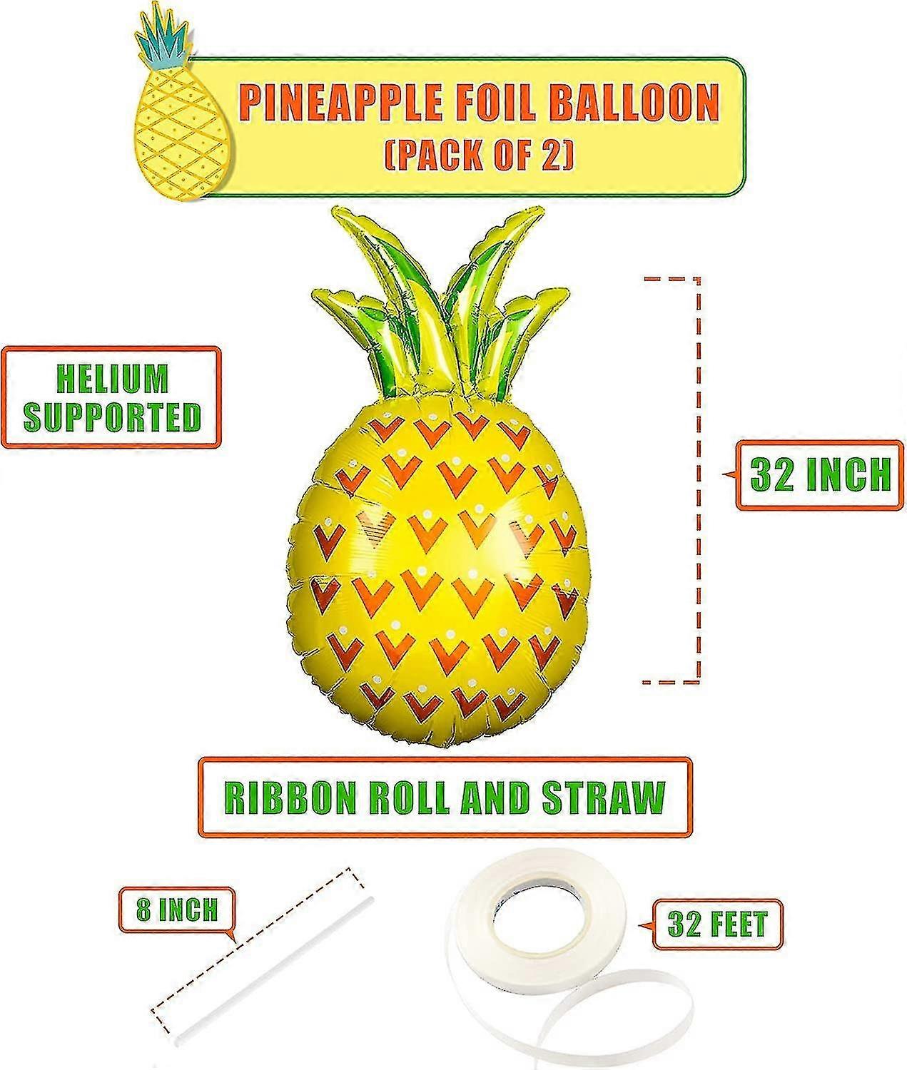 32 Inch Pineapple Balloons - Pineapple Party Decorations | Suitable for ...