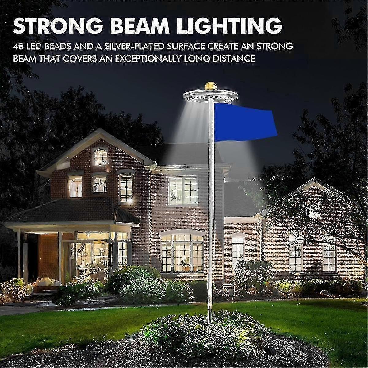 FlagPole Light Solar Powered Spotlight Outdoor, 48 LED Waterproof Solar ...