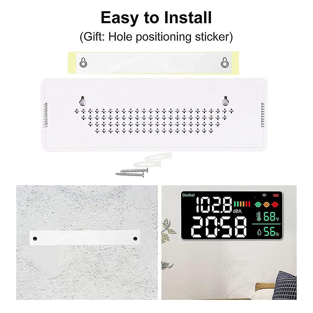 Decibel Meter Wall Hanging Sound Level Meter 30-130db Range 11 Inch Led ...