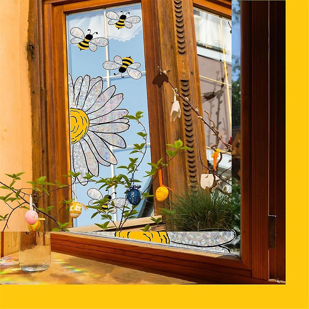 Cute Bee Style Glass Sticker, Bee Window Decal - Stained Glass Window ...