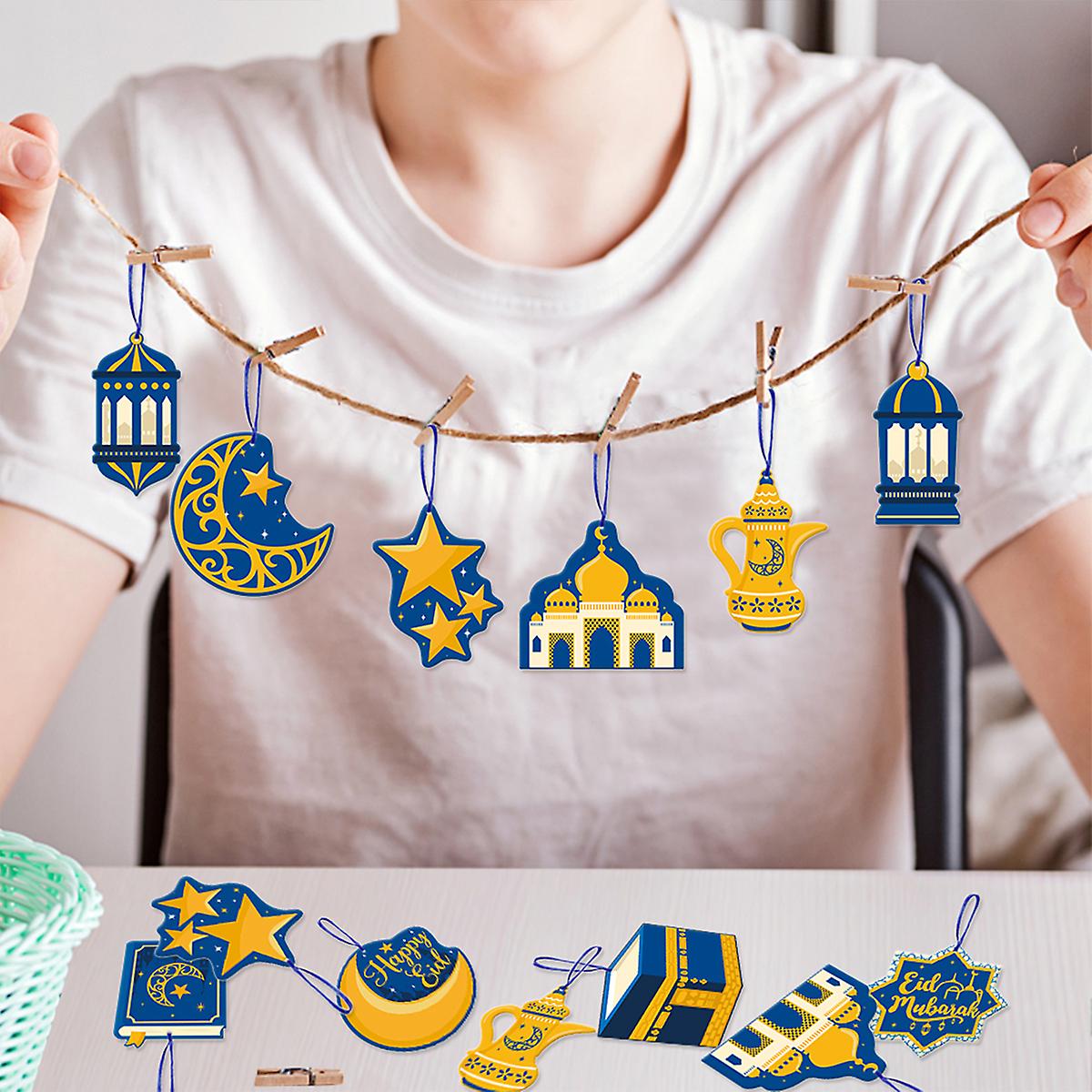 10pcs Eid Mubarak Hanging Pendants Ramadan Decoration For Home Mubarak ...