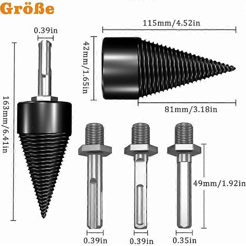 Log splitting drill 42mm drilling cone log splitter, firewood splitting ...