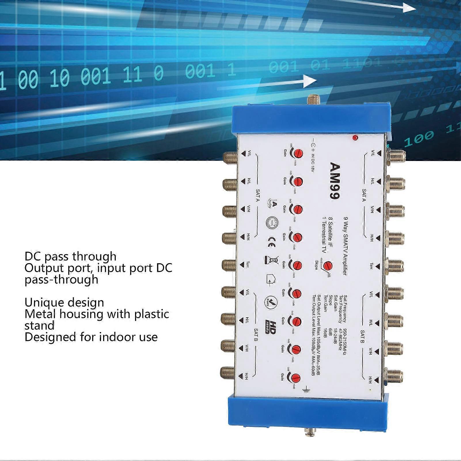 9 Way Smatv Amplifier Professional Plug And Play Satellite Tv Splitter ...